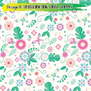Spring Flowers Vinyl/printed Heat Transfer Vinyl/patterned Vinyl ...