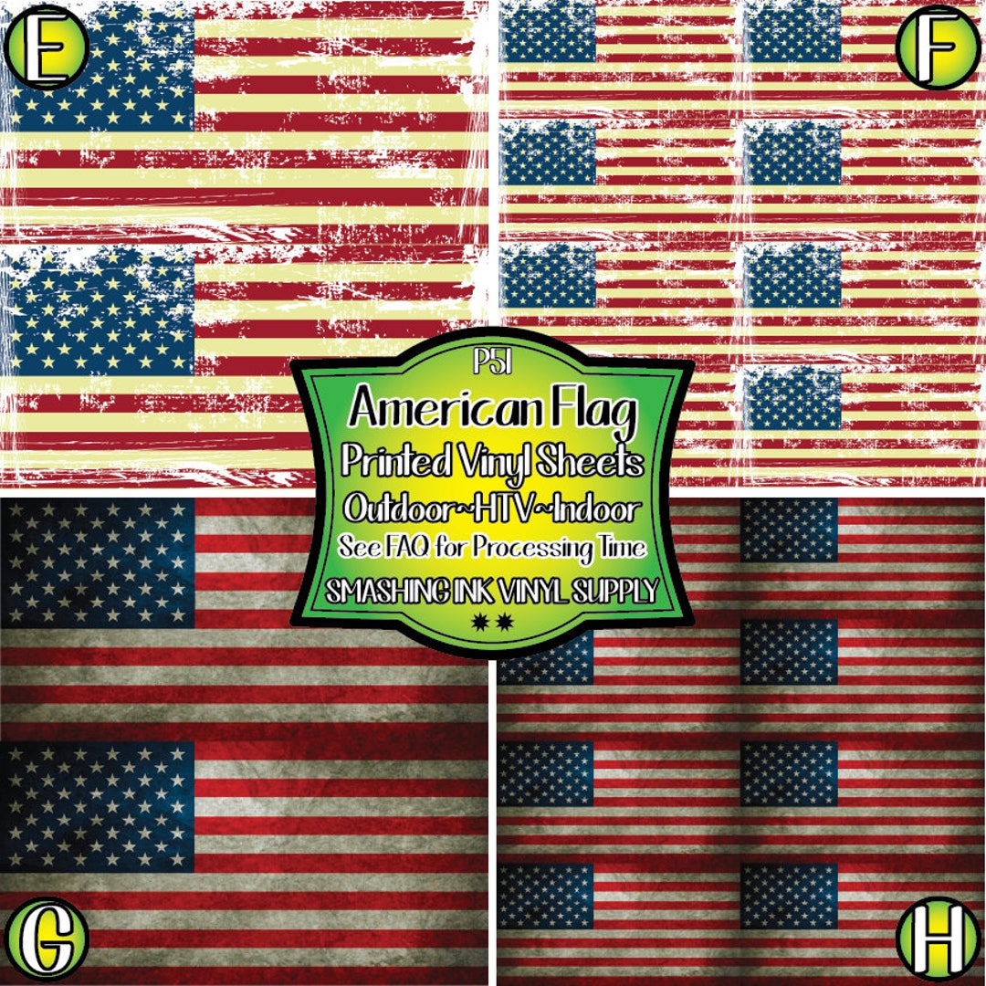 Grunge American Flag Vinyl/printed Heat Transfer Vinyl/patterned Vinyl ...
