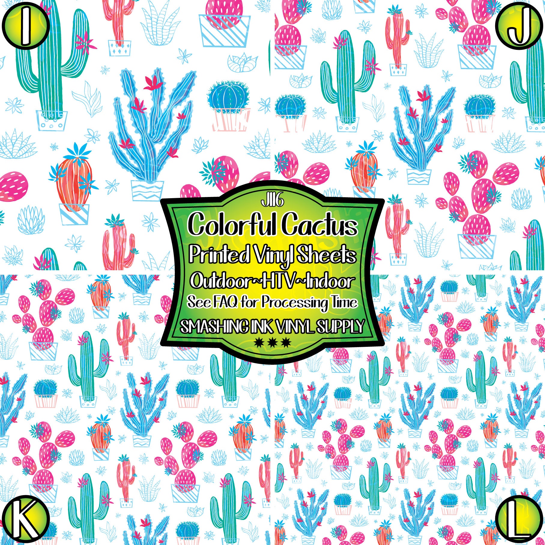 Colorful Cactus Vinyl/Printed Heat Transfer Vinyl/Patterned | Etsy