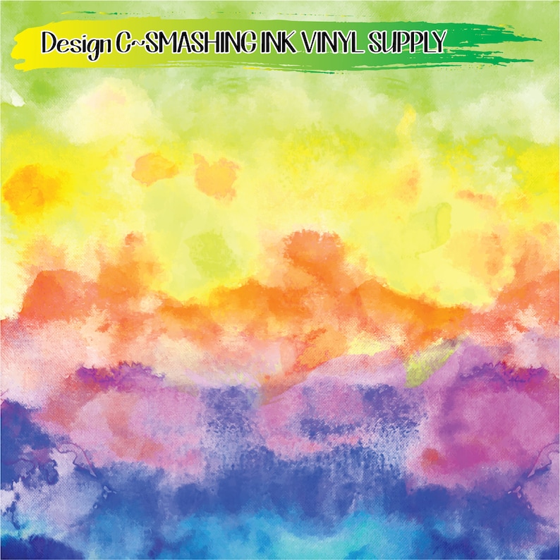 Rainbow Watercolor Adhesive Vinyl | Heat Transfer | Faux Leather ...