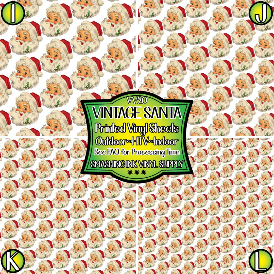 Vintage Santa Vinyl/printed Heat Transfer Vinyl/patterned Vinyl/printed ...