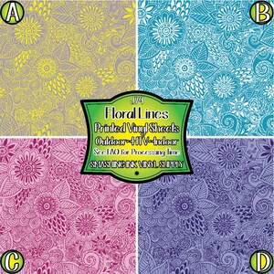 Floral Drawing Pattern Vinyl/printed Heat Transfer Vinyl/pattern Vinyl ...