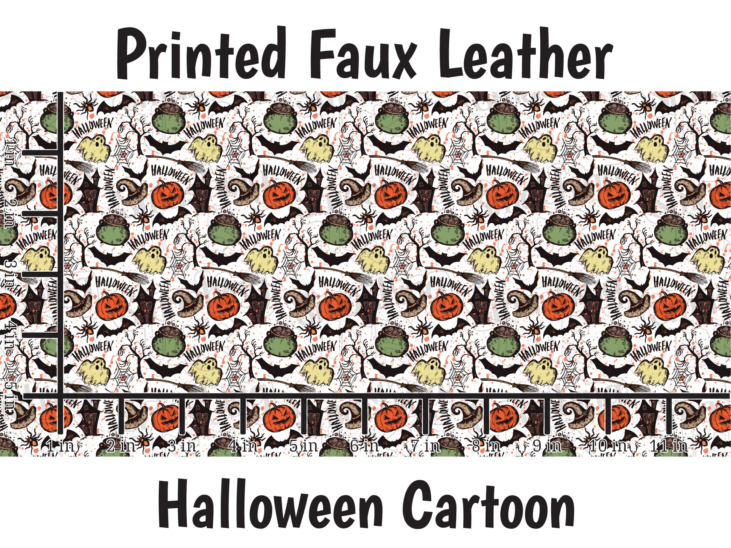 Halloween Cartoon Faux Leather Sheet/printed Faux Leather for - Etsy
