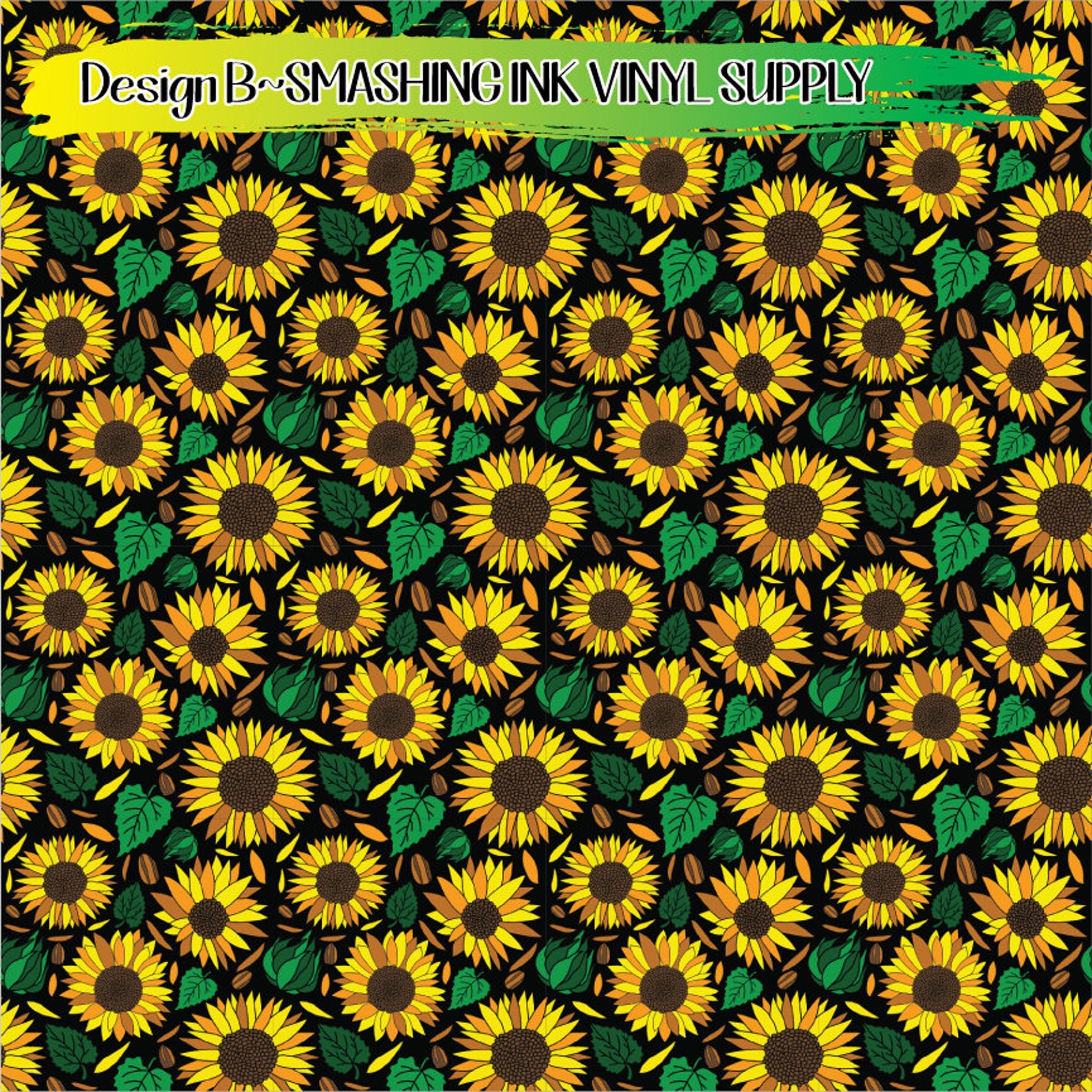 Sunflower Pattern Adhesive Vinyl | Heat Transfer | Faux Leather | Laser ...