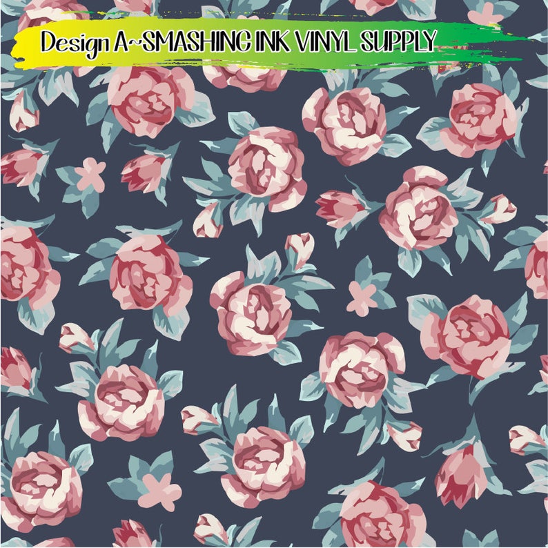 Rose Wallpaper Vinyl/printed Heat Transfer Vinyl/patterned Vinyl ...