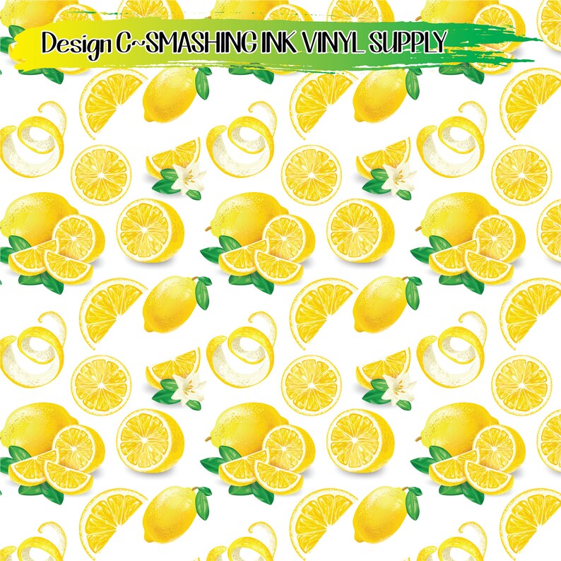 Lemon Patterns Adhesive Vinyl | Heat Transfer | Faux Leather | Laser ...