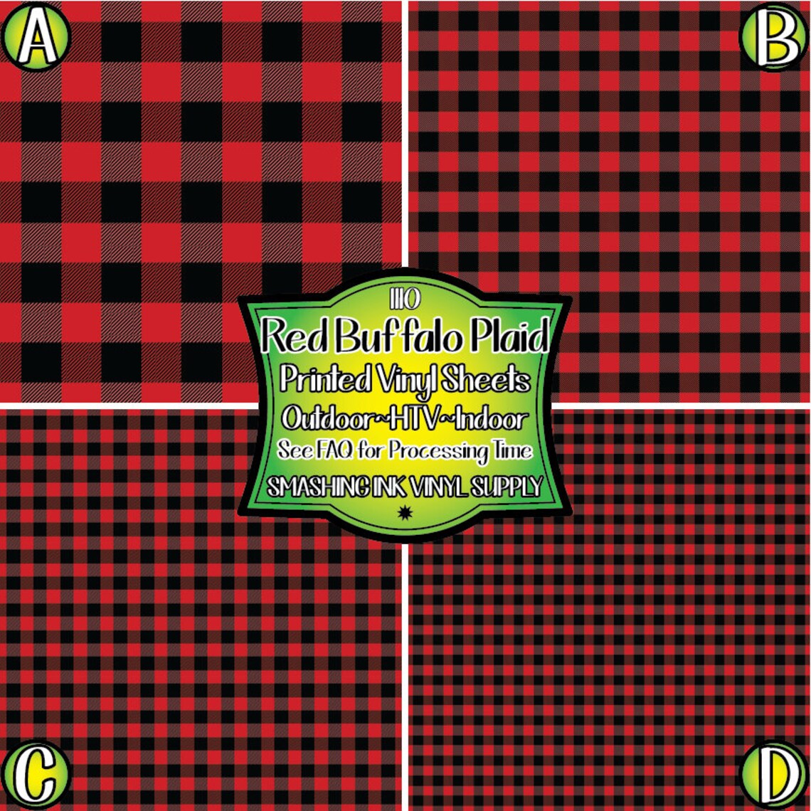 Red Buffalo Plaid Vinyl/printed Heat Transfer Vinyl/patterned | Etsy