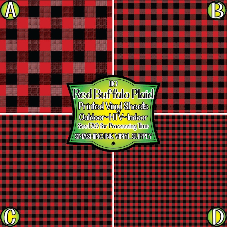 Red Buffalo Plaid Vinyl/printed Heat Transfer Vinyl/patterned - Etsy