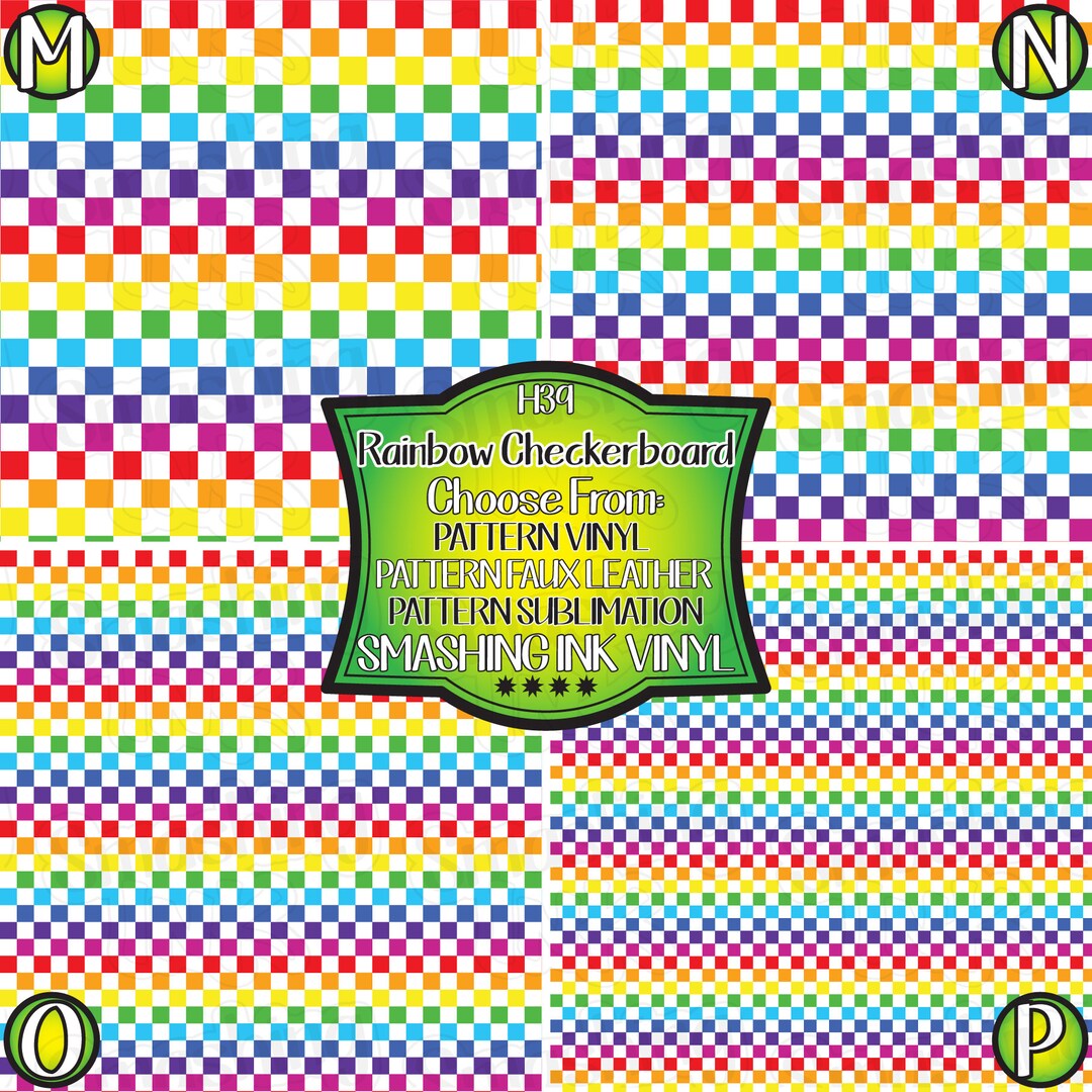 Rainbow Checkerboard Vinyl/printed Heat Transfer Vinyl/patterned Vinyl ...