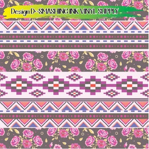Floral Aztec Vinyl Print/printed Heat Transfer Vinyl/patterned Vinyl ...