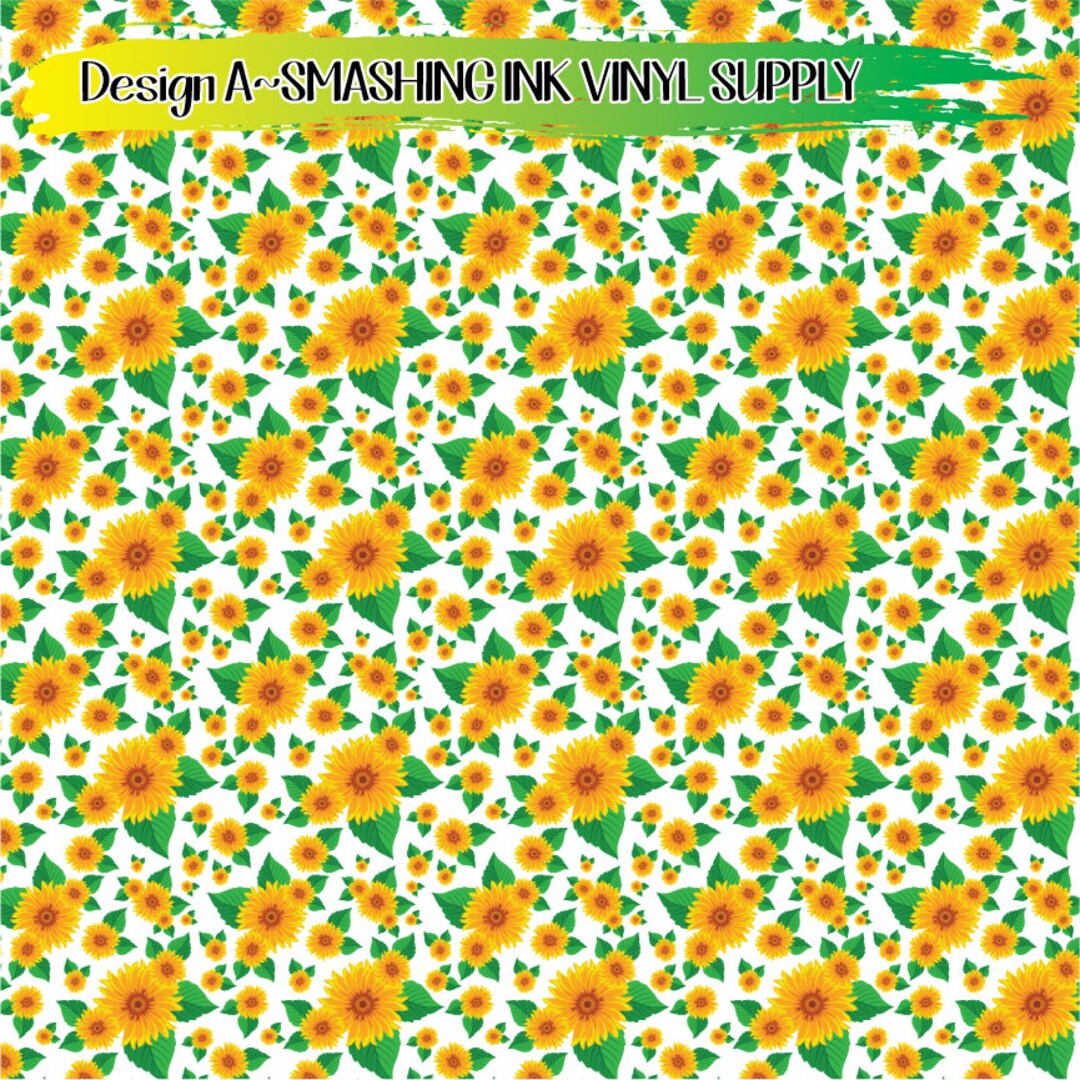 Sunflower Pattern Adhesive Vinyl | Heat Transfer | Faux Leather | Laser ...