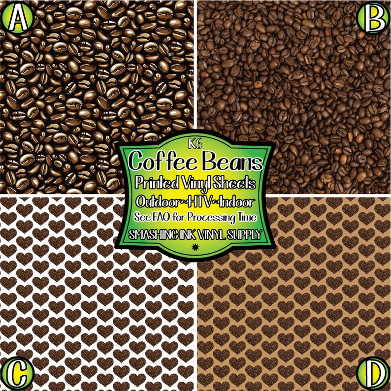 Coffee Bean Vinyl/printed Heat Transfer Vinyl/patterned - Etsy