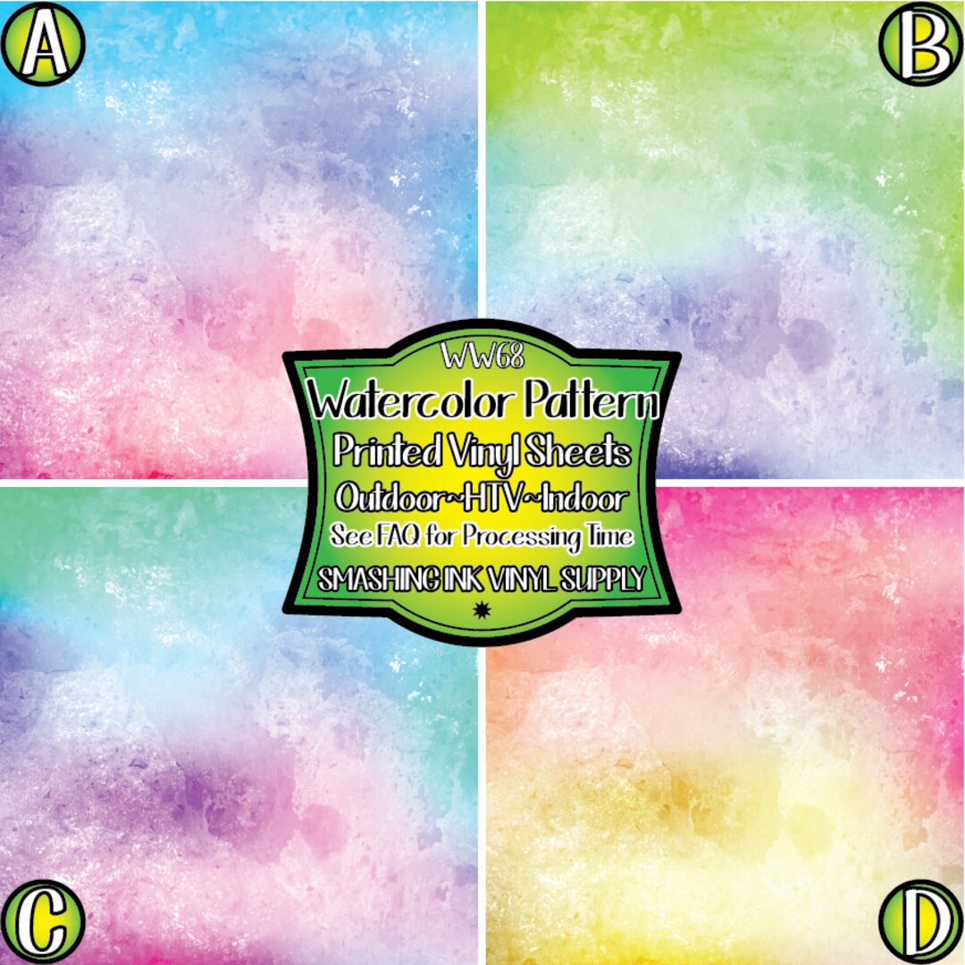 Watercolor Pattern Vinyl/printed Heat Transfer Vinyl/patterned Vinyl ...