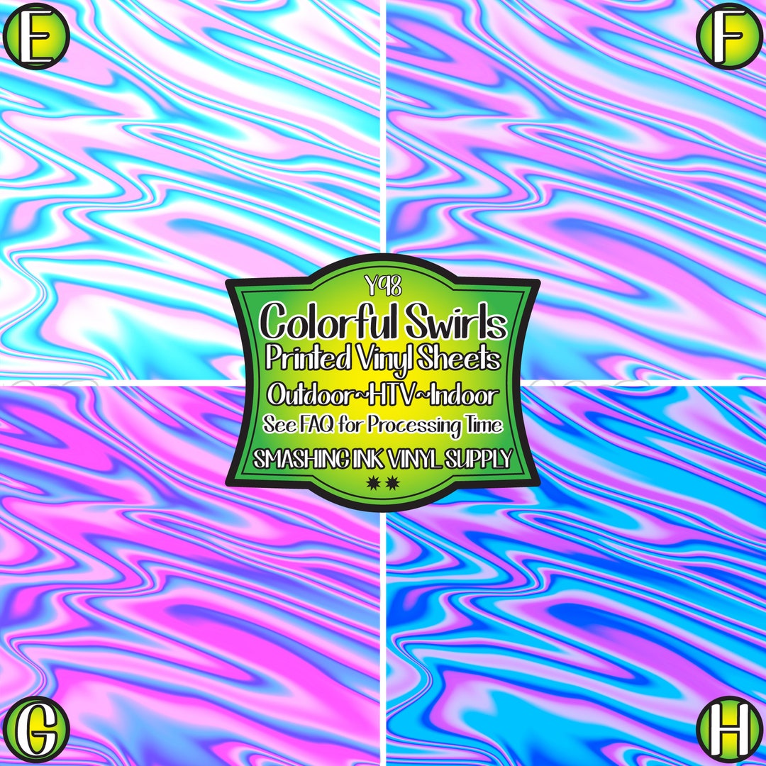 Colorful Swirls/printed Heat Transfer Vinyl/patterned Vinyl/printed 651 ...