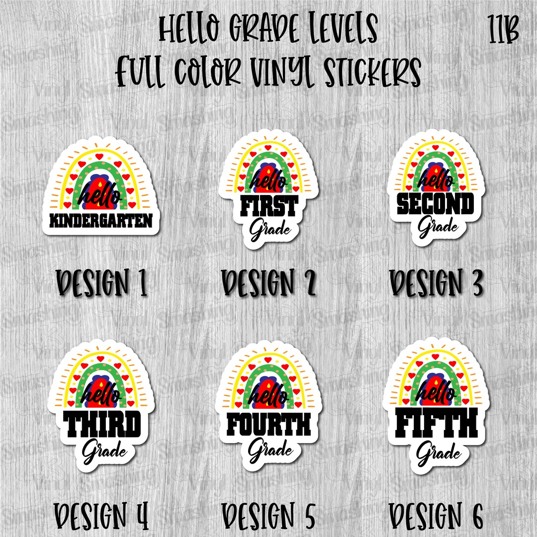 Hello Grade Levels Full Color Sticker/printed Vinyl Sticker/printed ...