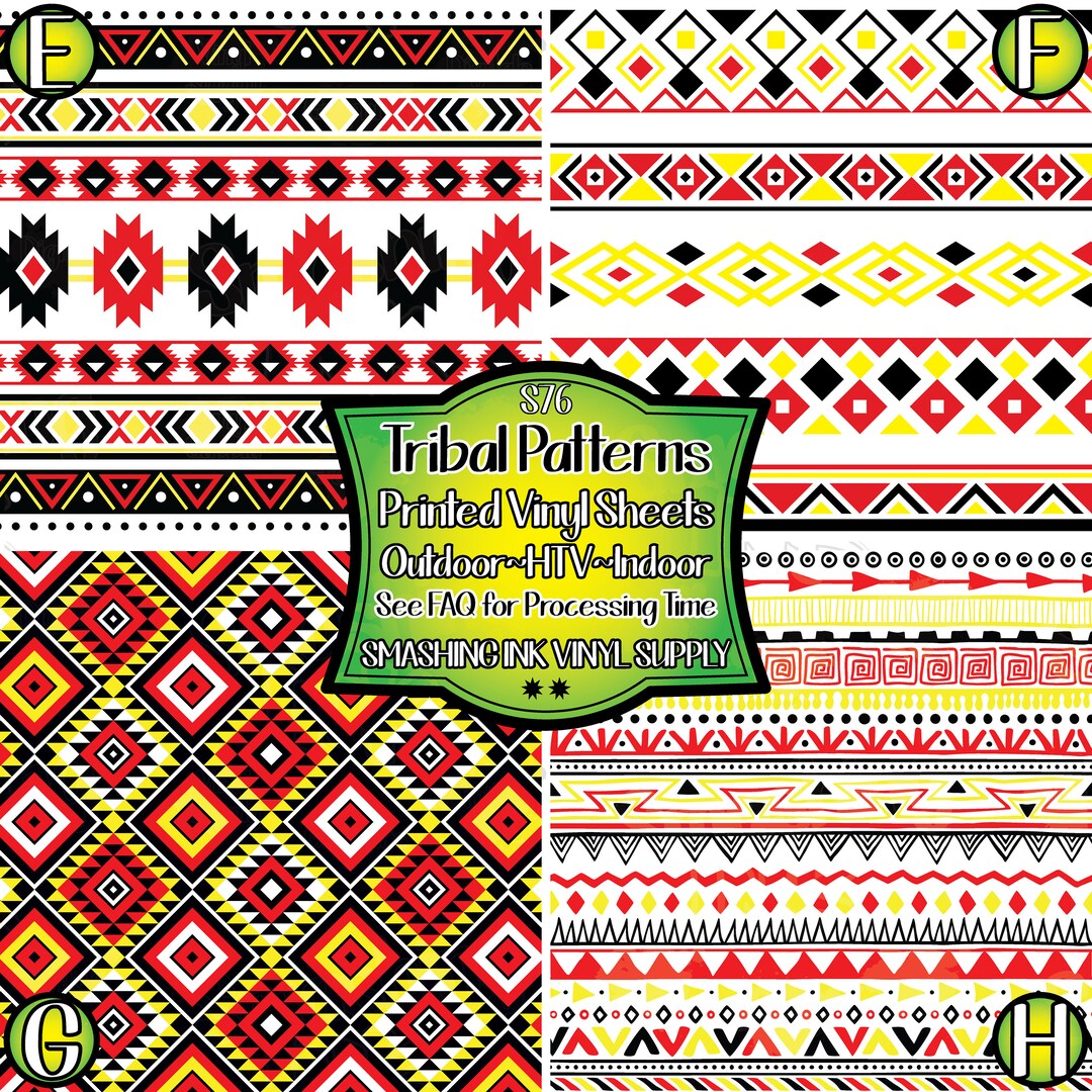 Tribal Patterns Vinyl/printed Heat Transfer Vinyl/patterned Vinyl ...