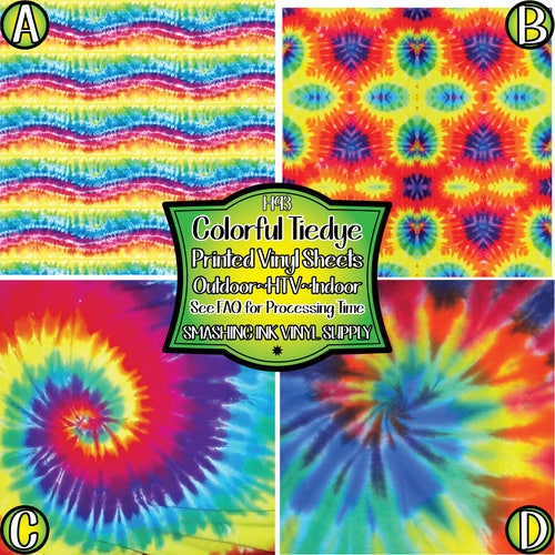Rainbow Tie Dye Vinyl/printed Heat Transfer Vinyl/patterned - Etsy