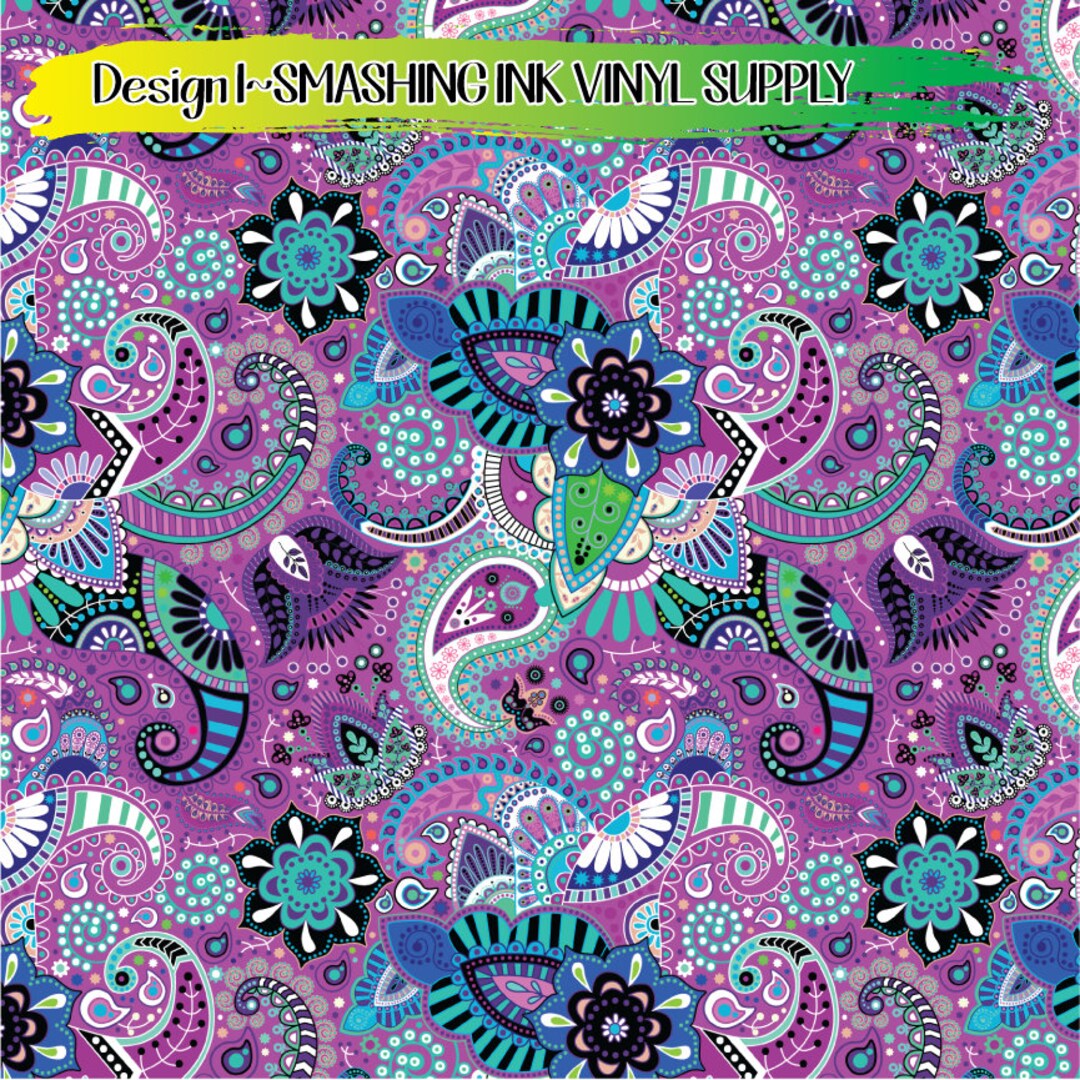 Colorful Paisley Adhesive Vinyl | Heat Transfer | Faux Leather | Laser ...