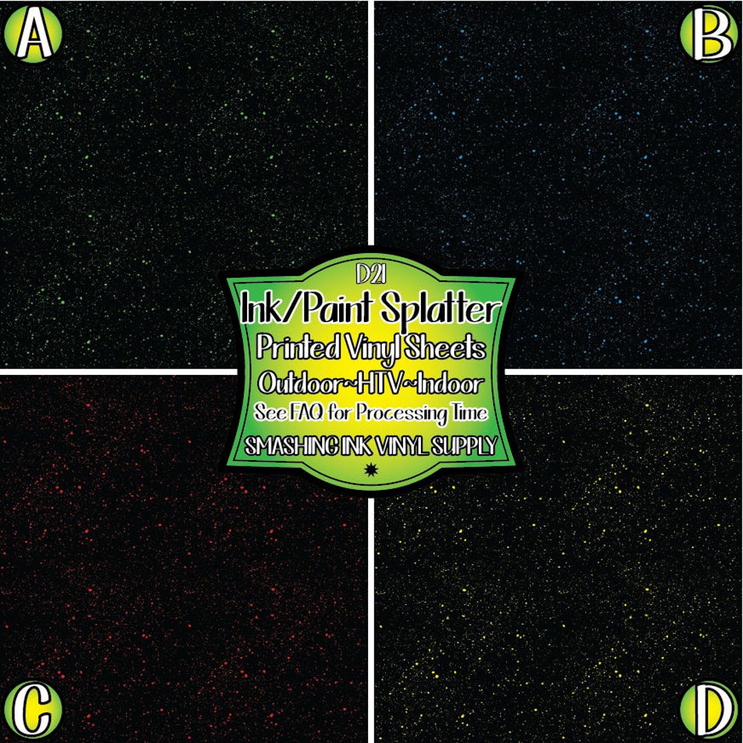 Ink Splatter Vinyl Black/printed Heat Transfer Vinyl/patterned Vinyl ...
