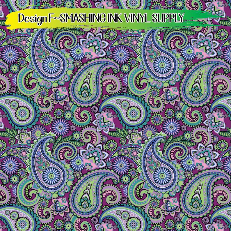 Colorful Paisley Adhesive Vinyl | Heat Transfer | Faux Leather | Laser ...