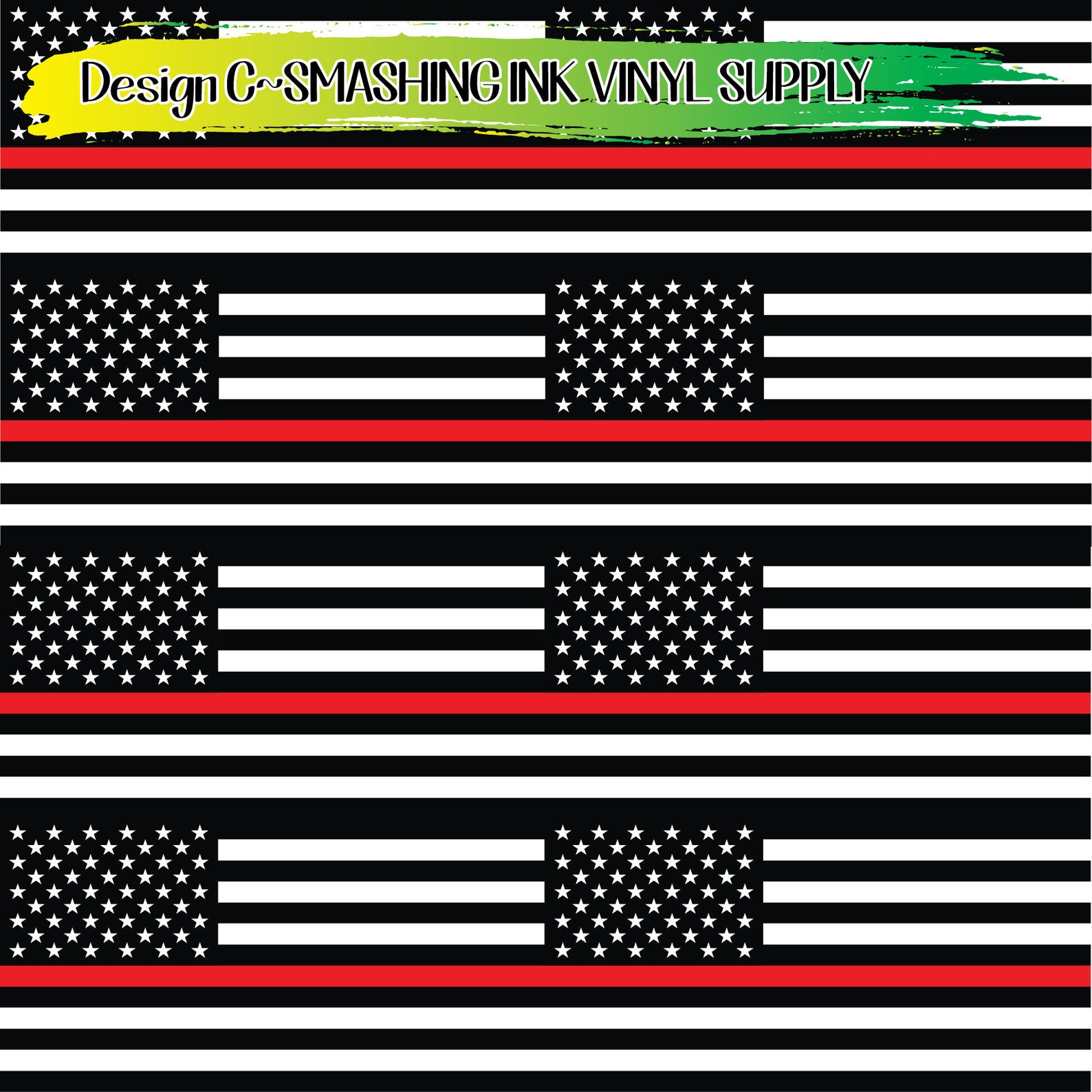 Firefighter Red Line Flag Vinyl/printed Heat Transfer Vinyl/pattern ...