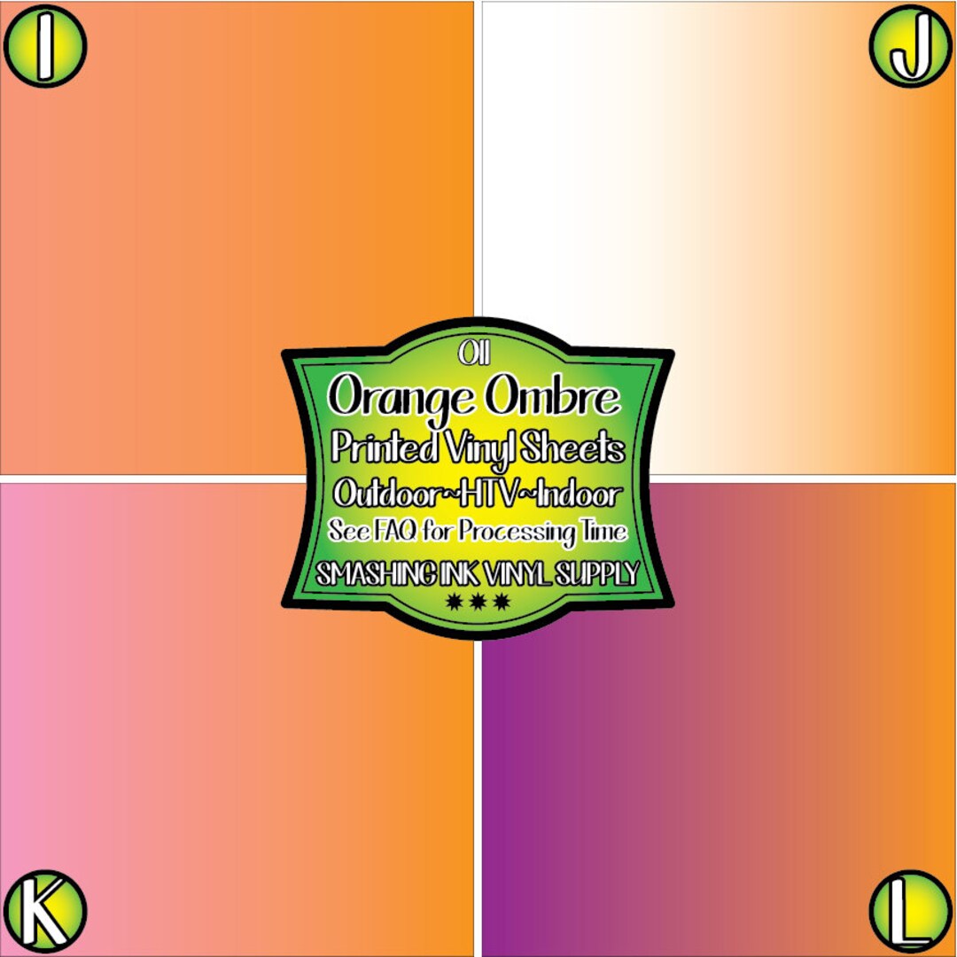 Orange Ombre Vinyl/printed Heat Transfer Vinyl/patterned Vinyl/printed ...