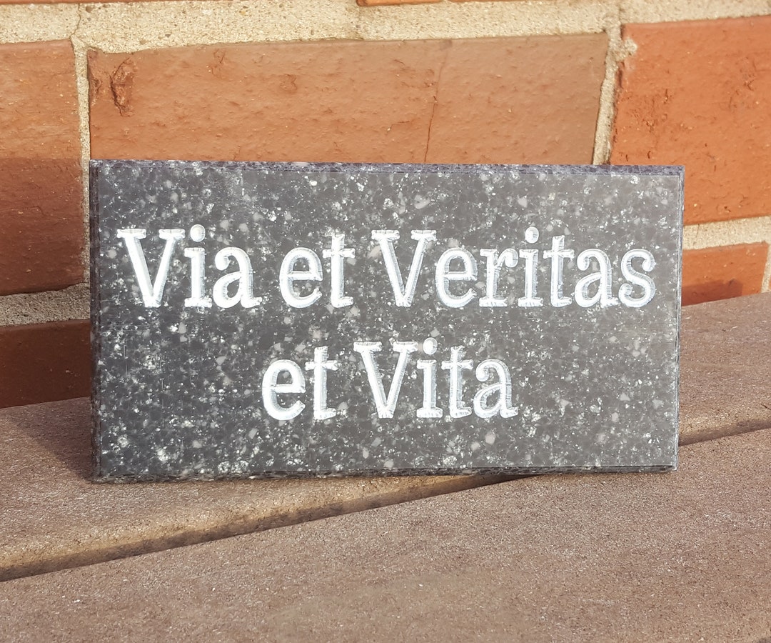 Via Et Veritas Et Vita Corian Plaque: Christian Inspirational Wall Sign ...