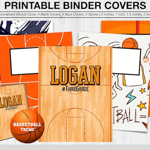 PRINTABLE BINDER COVERS-1 Personalized Binder Cover-basketball - Etsy