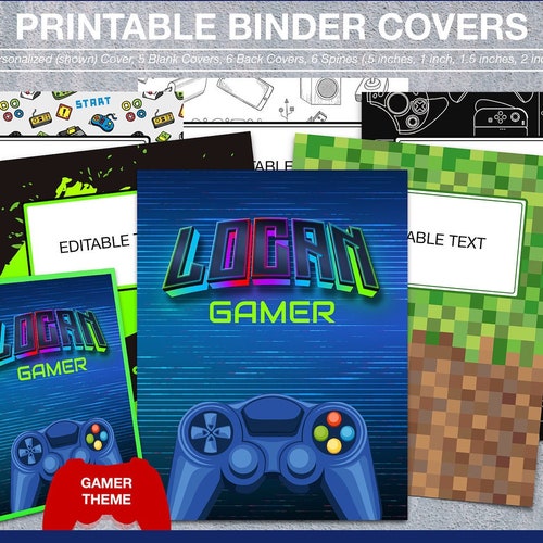Kids Printable BINDER COVERS Gamer Binder Covers 1 - Etsy
