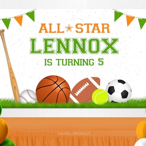 All Star Backdrop, Printable Sports Backdrop, Football Basketball ...