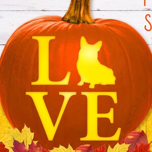 Dog Pumpkin Stencil, Corgi Printable Stencil, Love Jack O' Lantern ...