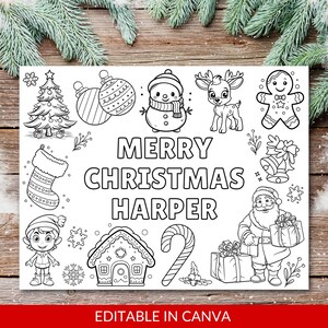 Personalized Christmas Coloring Page, Editable Christmas Coloring Page ...