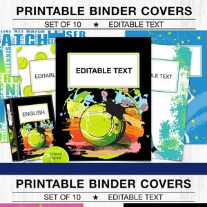 BINDER COVERS Printable Editable, Back to School, Tennis Binder Covers ...