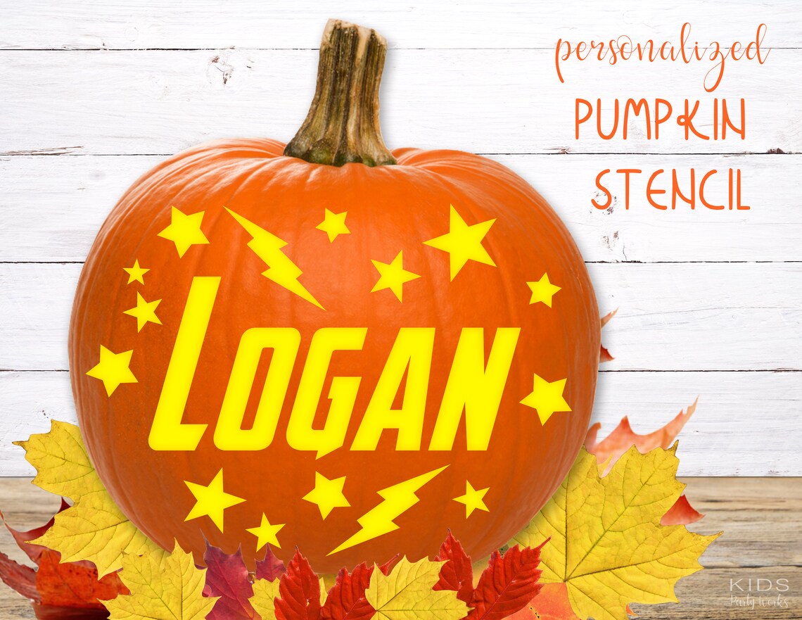 PRINTABLE Superhero Name Pumpkin Stencil Personalized | Etsy
