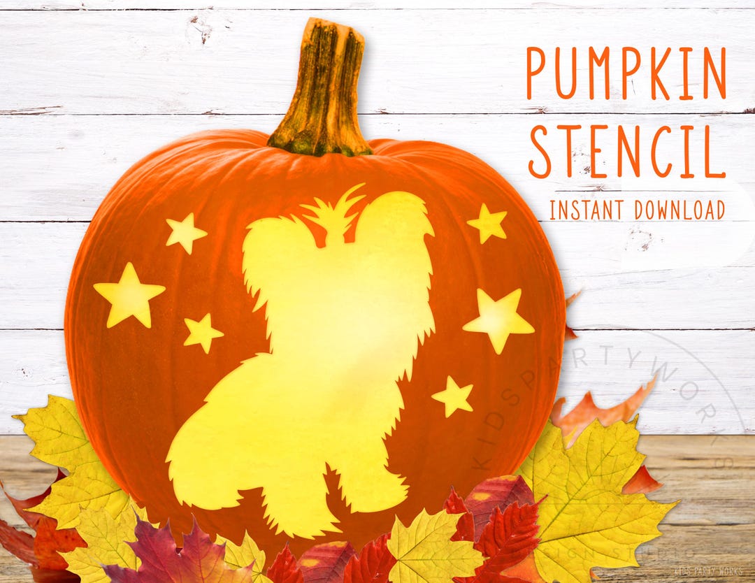 Dog Pumpkin Stencil, Yorkie Terrier Printable Stencil, Jack O' Lantern ...
