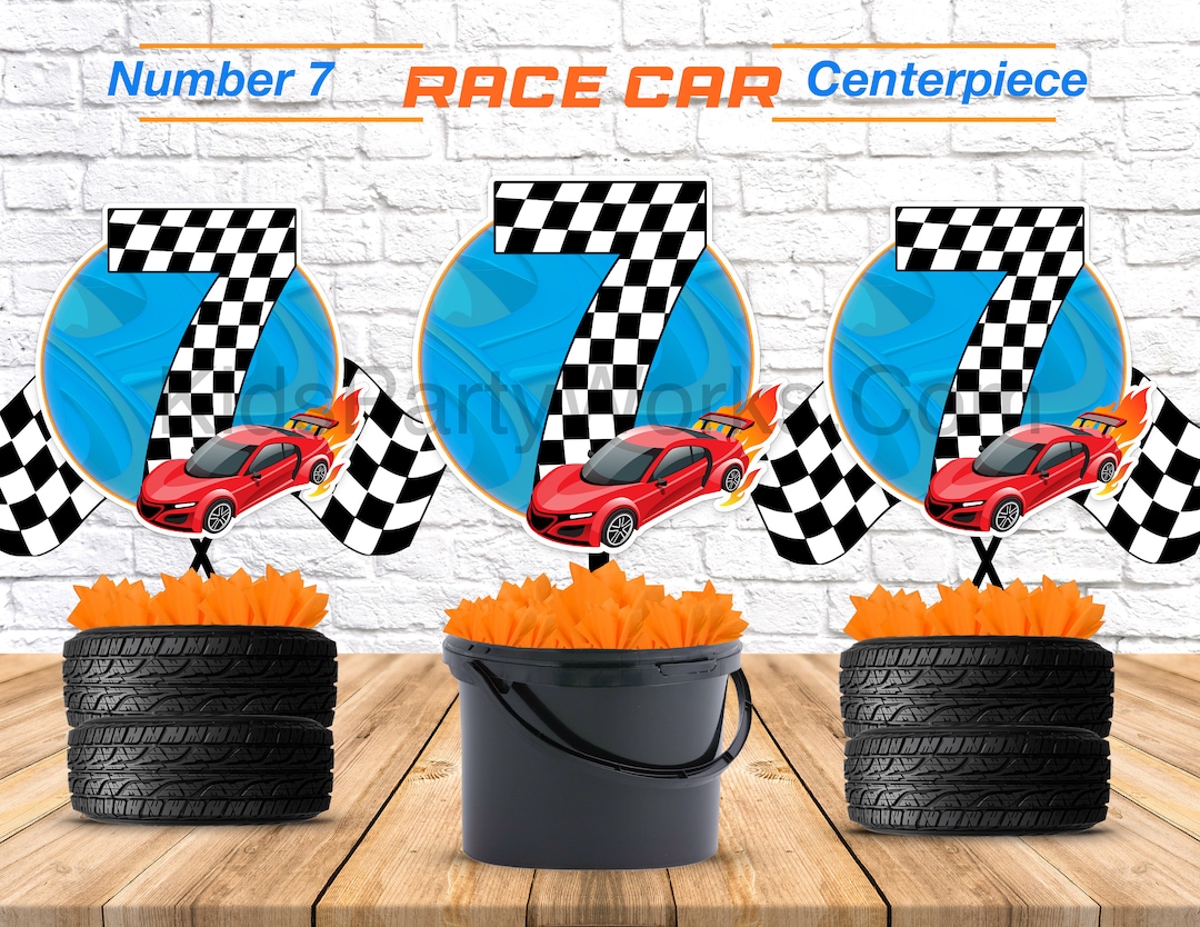 Race Car Centerpiece Number 7, Racing Birthday, Race Car Centerpiece ...