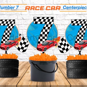 Race Car Centerpiece Number 7, Racing Birthday, Race Car Centerpiece ...