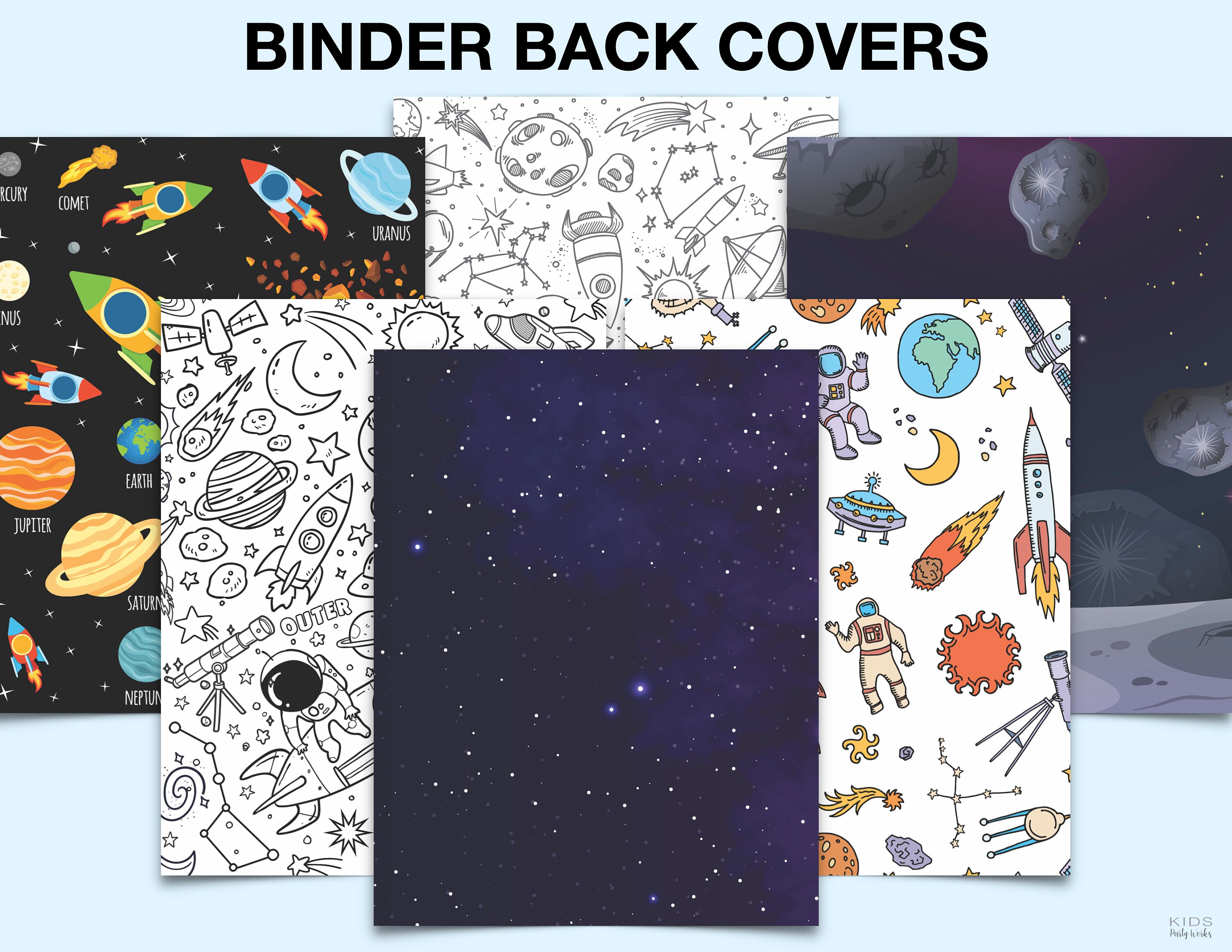 Kids Printable BINDER COVERS Outer Space Binder Covers 1 - Etsy