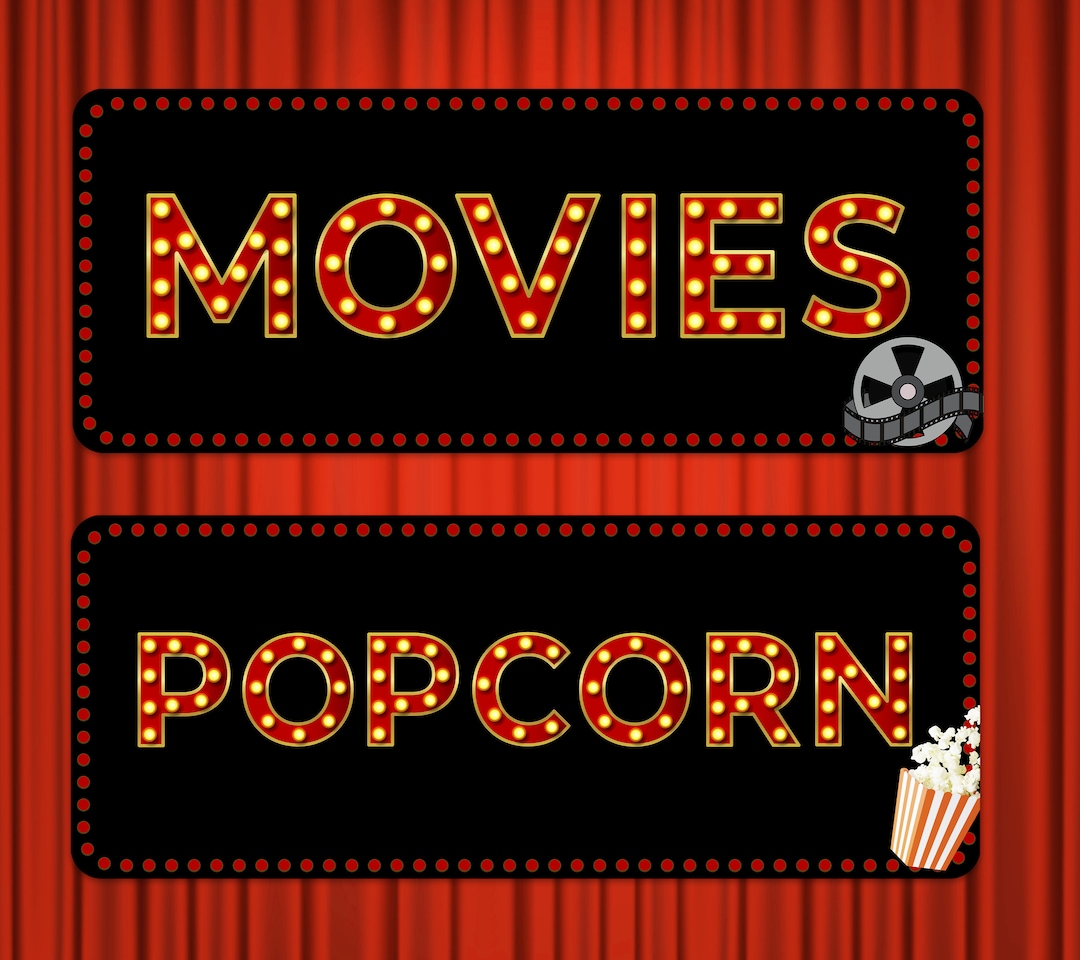 Movie Theater Sign, Movie Night Party, Movie Birthday, Theater Backdrop ...
