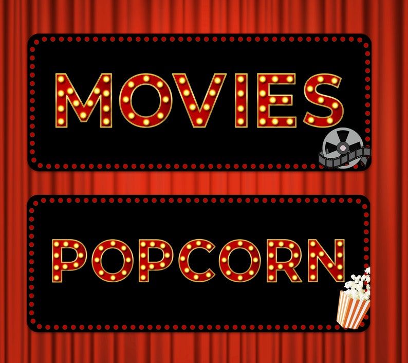 Movie Theater Sign Movie Night Party Movie Birthday Theater - Etsy
