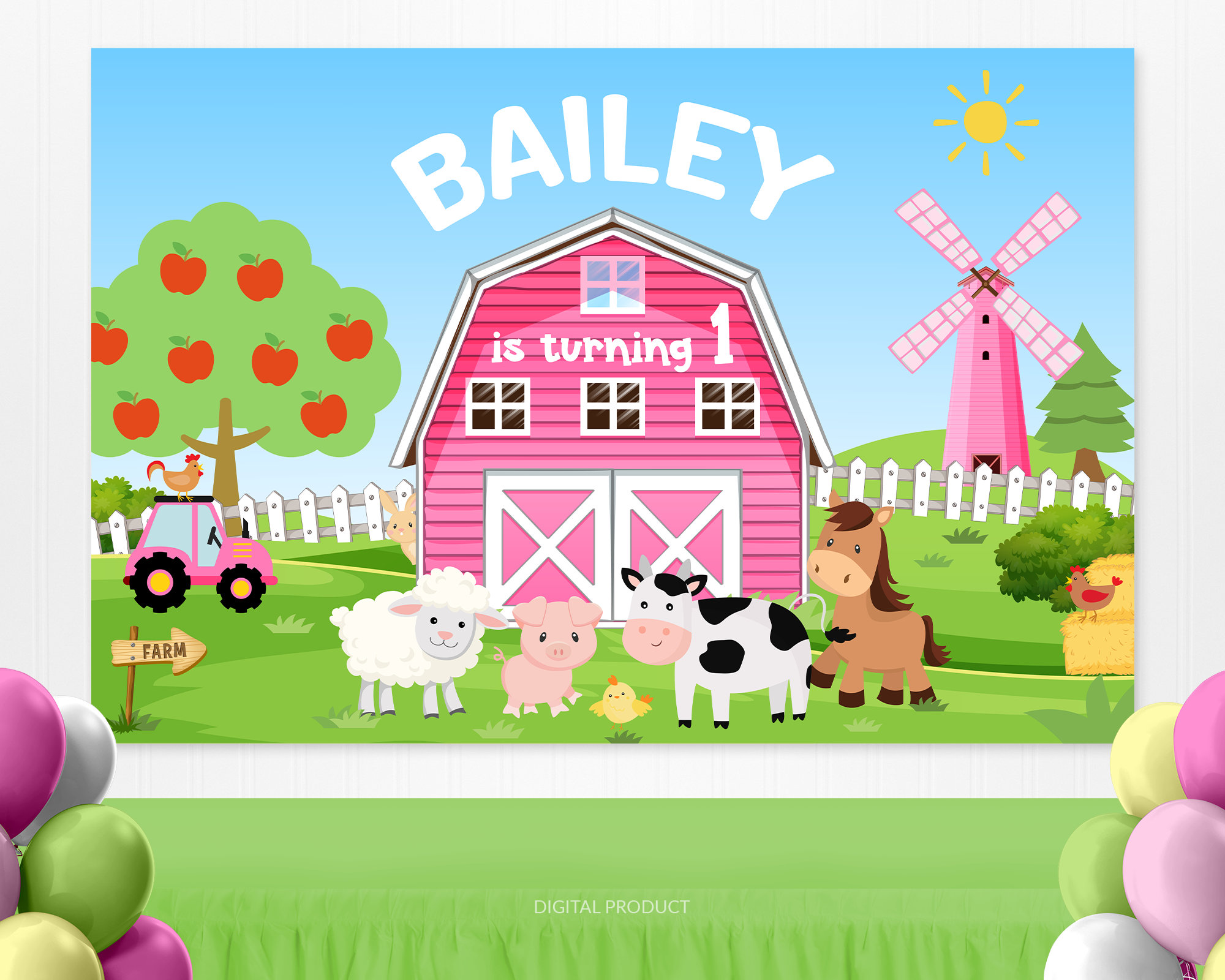 Farm Birthday Backdrop Barnyard Birthday Farm Backdrop - Etsy