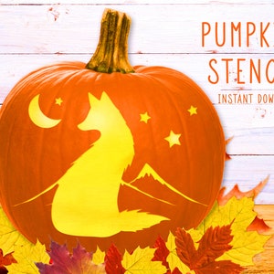 Fox Pumpkin Stencil, Fox Printable Stencil, Fox Pumpkin Carving ...