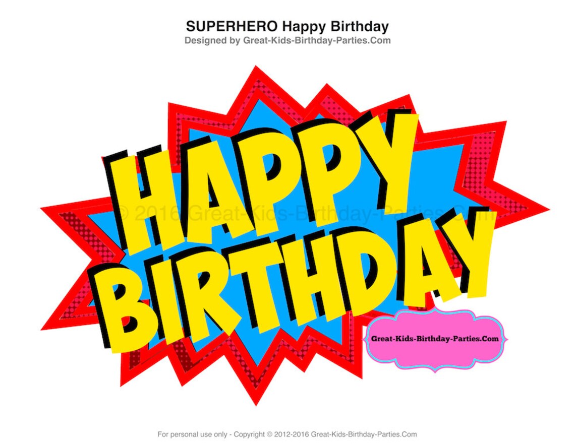 Superhero Happy Birthday Sign, Superhero Printables, Superhero Party ...