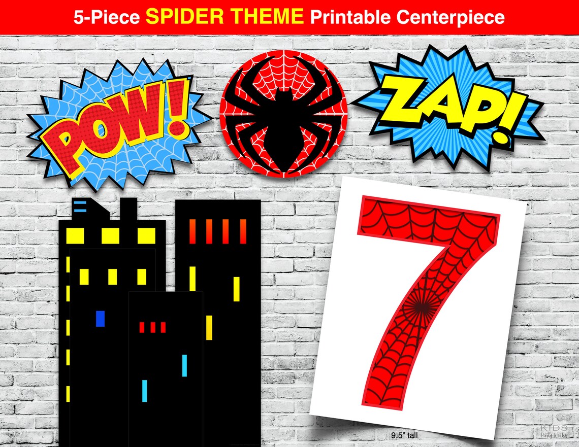 Spider Birthday NUMBER 7 Centerpiece Spiderweb Birthday | Etsy