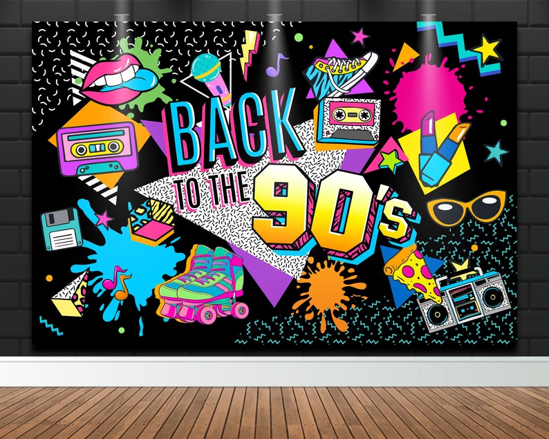 Back to the 90's Backdrop 90s Theme Party Decoration - Etsy UK
