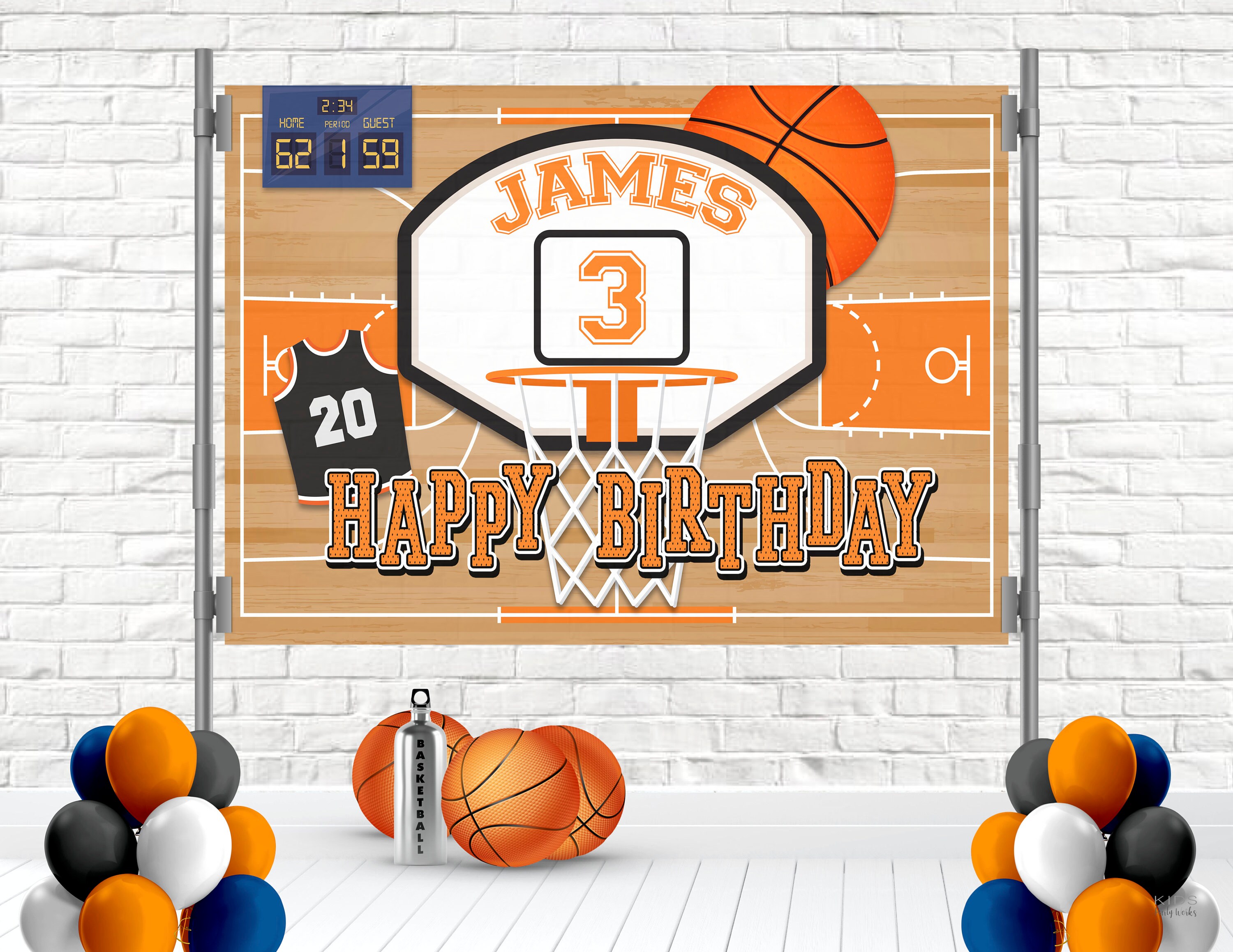 Basketball Backdrop, Basketball Party, Basketball Banner, Party ...