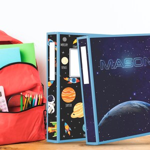 Kids Printable BINDER COVERS, Outer Space Binder Covers, 1 Personalized ...