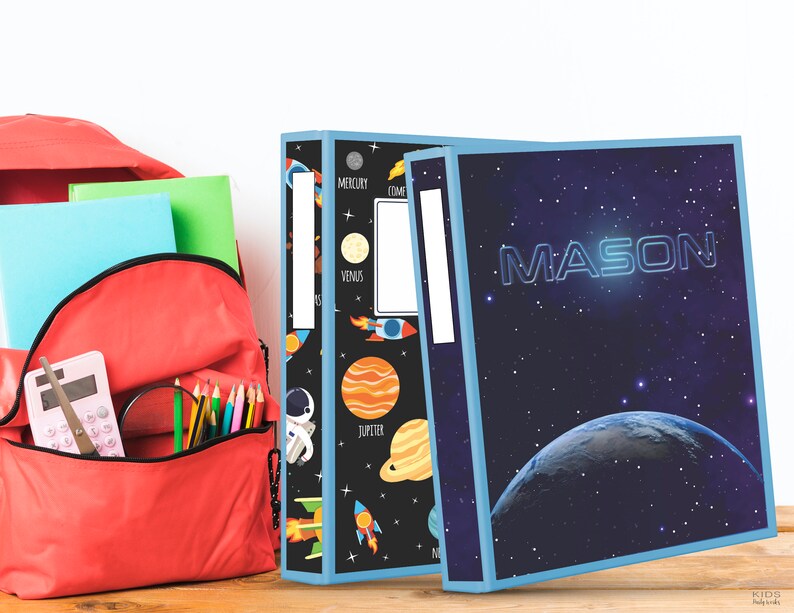 Kids Printable BINDER COVERS, Outer Space Binder Covers, 1 Personalized ...