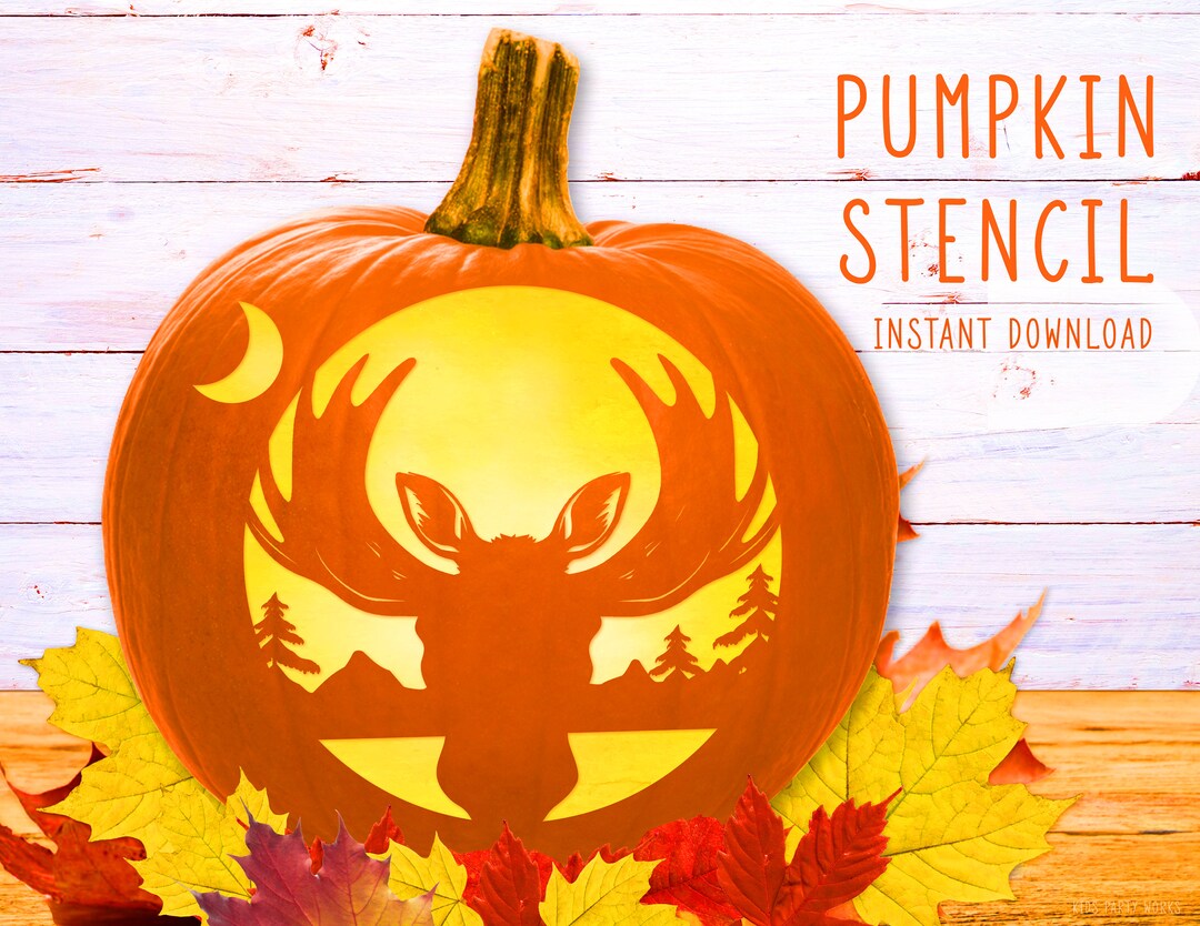 Moose Pumpkin Stencil, Moose Printable Stencil, Jack O' Lantern ...