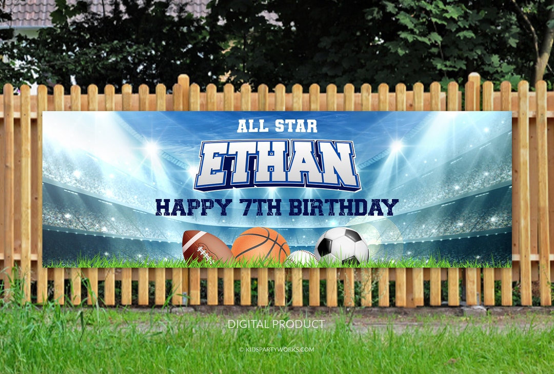 All Star Backdrop, Printable Sports Backdrop, Football Basketball ...